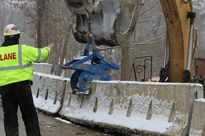 Barrier Lift can be used on any median barrier with a 6-12" top