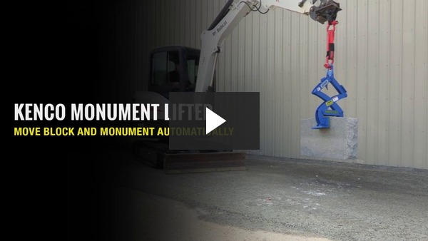 Monument Lifter photos showing this attachment at work on the job site